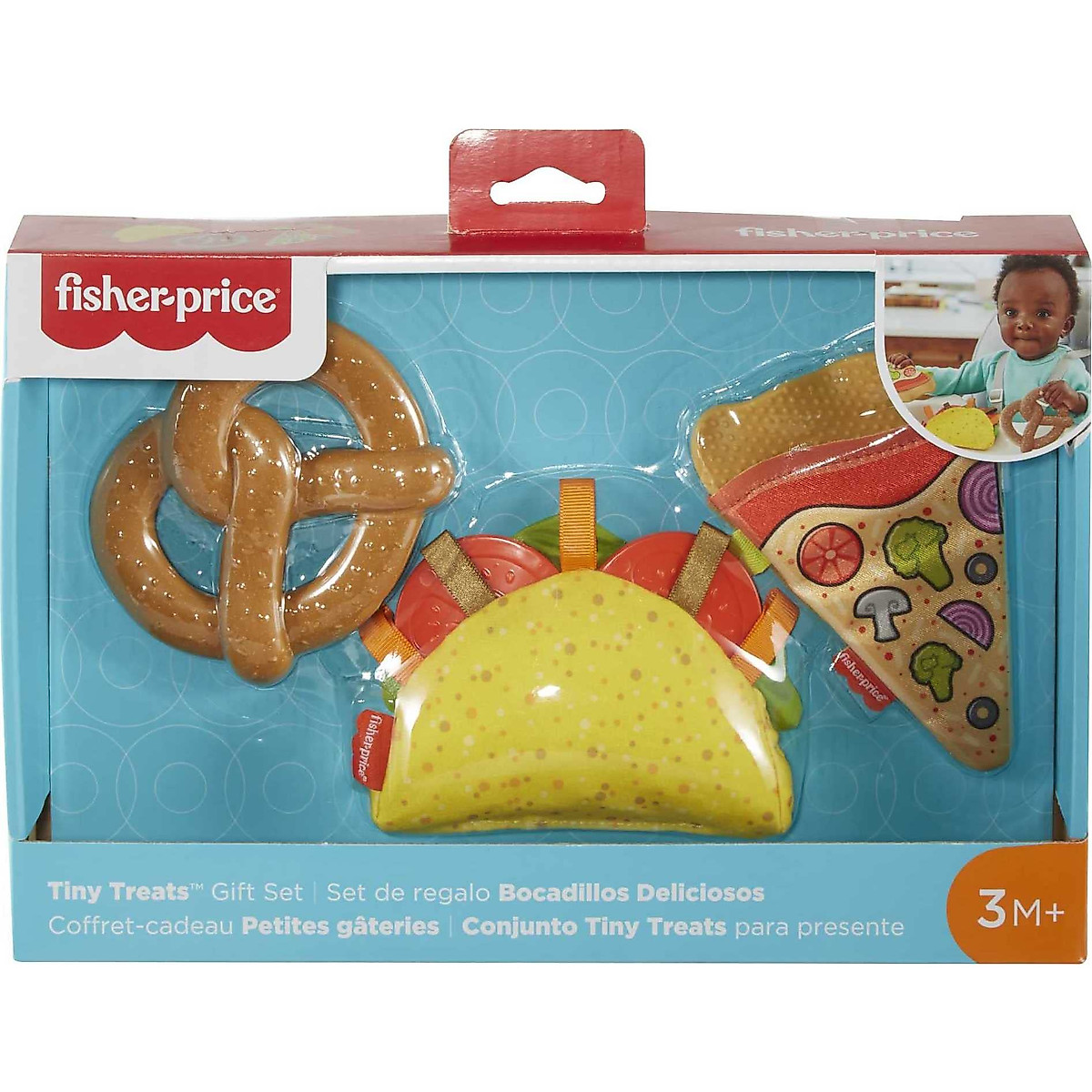 Fisher-Price Tiny Treats Gift Set, 3 pretend food infant teething toys