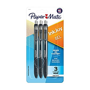 Paper Mate 1951638 InkJoy Gel Pens, Fine Point, Black, 3 Count