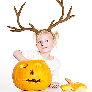 IGMaryBox Christmas Reindeer Antlers Headband Halloween Party Accessories Cosplay Elk Horns Costume Deer Antlers Headband Brown Elk Headgear