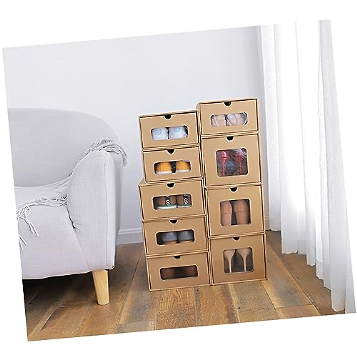 Cabilock Foldable Drawer Type Thickened Paper Easy Install Sturdy Tear-resistant Shoe Storage Case for High Heels