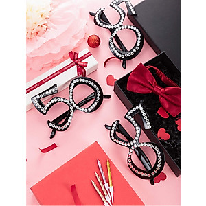 Frienda 9 Pairs 50th Birthday Glasses with Rhinestones Costume Sunglasses Novelty Eyewear Celebration Decoration(Black)