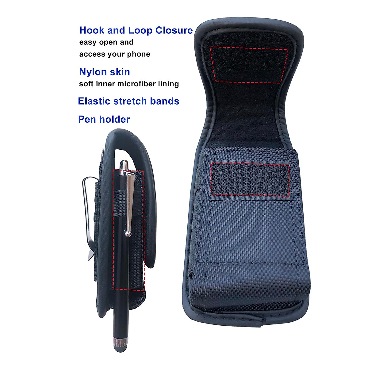 Flip Phone Holster with Belt Loop and Clip, Maezar Nylon Pouch Case Holder for Nokia 2660 2760, Alcatel Go Flip 4, Myflip, Cingular Flip 4, LG TCL Flip Pro Classic, Plum Flipper 4G