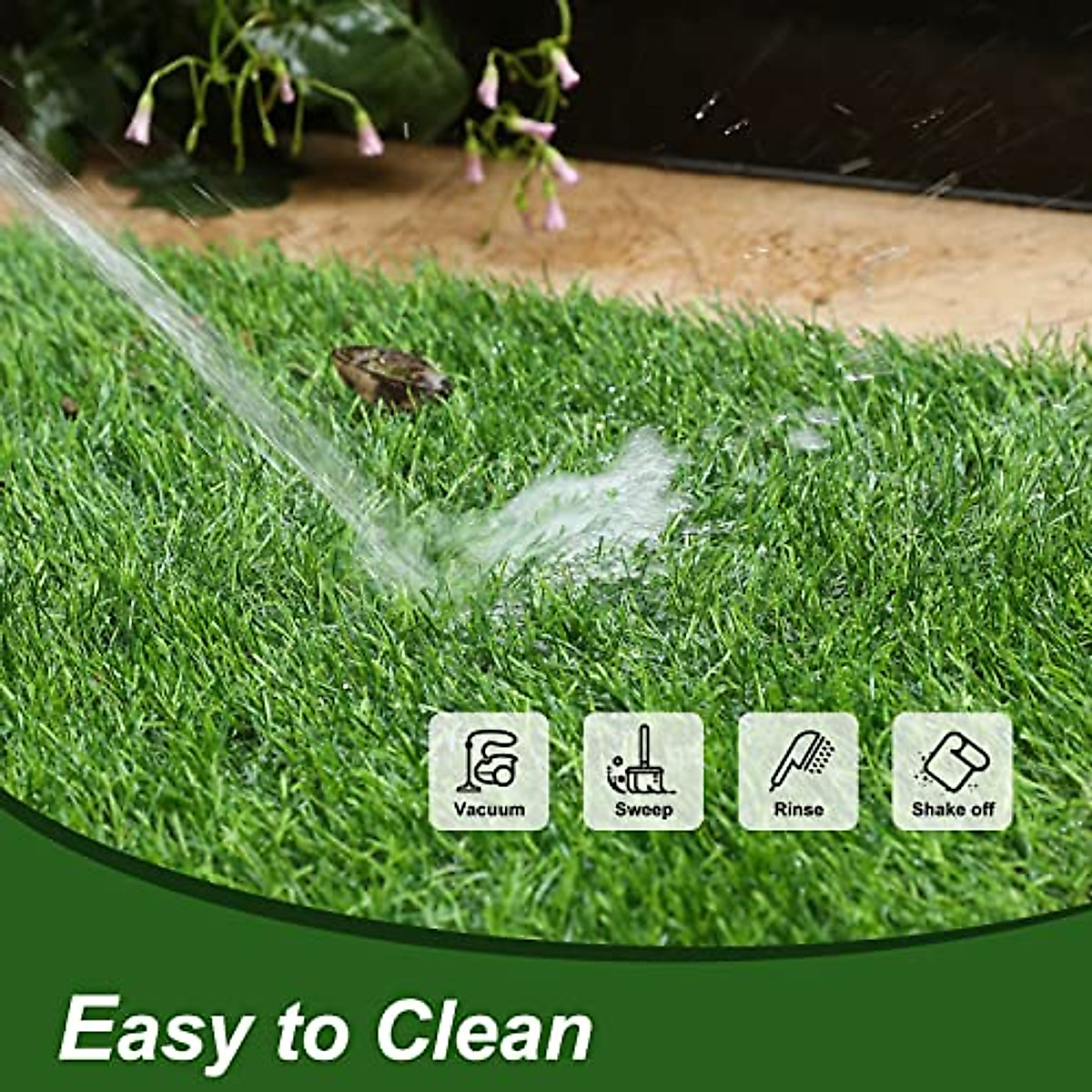 LINLA Artificial Grass Door Mat，42x35 Inches Outdoor Rug Synthetic Fake Dog Grass Mat Turf Waterproof Durable Doormat for Indoor Entryway, Outside Patio, Lawn, Garden