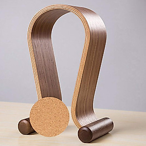mewmewcat Headphone Stand, Wooden Walnut Wood Headphone Gaming Headset Display Stand Holder Hanger Black Walnut
