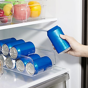 Vtopmart 4 Pack Soda Can Organizer for Refrigerator, Fridge Drink Can Holder for Pantry, Fridge Can Dispenser, Can Organizer Bins Clear