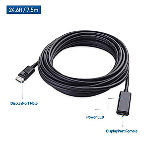 Cable Matters Unidirectional 32.4Gbps Active DisplayPort Extension Cable Gender Changer 25 ft / 7.5m, Support DisplayPort 1.4 with 8K 60Hz and HDR, for Oculus Rift S, HTC Vive Pro, Gaming Monitors