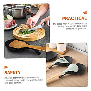 Zerodeko 3pcs Silicone spoon rest cooking utensil rest silicon spoon rest kitchen spoon rest tea bag holders black desk mat household spoon rest holder Storage rack desktop