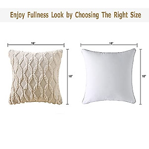 Volcanics Pack of 2 Faux Wool Throw Pillow Covers 22x22 Inches Decorative Farmhouse Velvet Couch Pillow Case Soft Plush Square Boho Cushion Pillowcase, Beige
