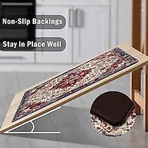 Boho Kitchen Mat Sets of 2 Pieces Anti Fatigue PVC Foam Cushioned Kitchen Mats for floor Waterproof Farmhouse Red Kitchen Rugs and Mats Non Slip Kitchen Rug Runner for Sink, Laundry, 17"x 47"+17"x 28"