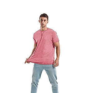KLIEGOU Men's T-Shirts - Elasticity Cotton Crew Neck Tees 2166 Pink XL