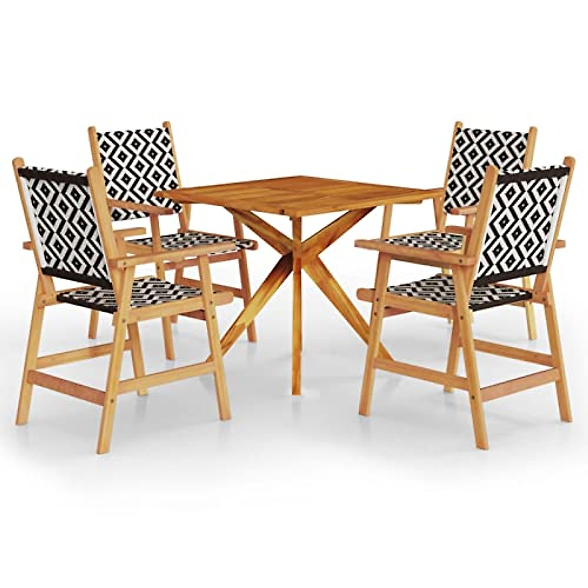 Camerina 5 Piece Patio Dining Set Outdoor Dining Table Set Patio Table and Chairs Set Outdoor Patio Dining Set Solid Wood Acacia 3087138