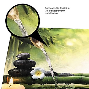 Amagical Zen Garden Theme Decor View Japanese Design 3 Piece Bathroom Mat Set Relaxation Bamboos Candles Bath Mat Contour Mat Toilet Cover