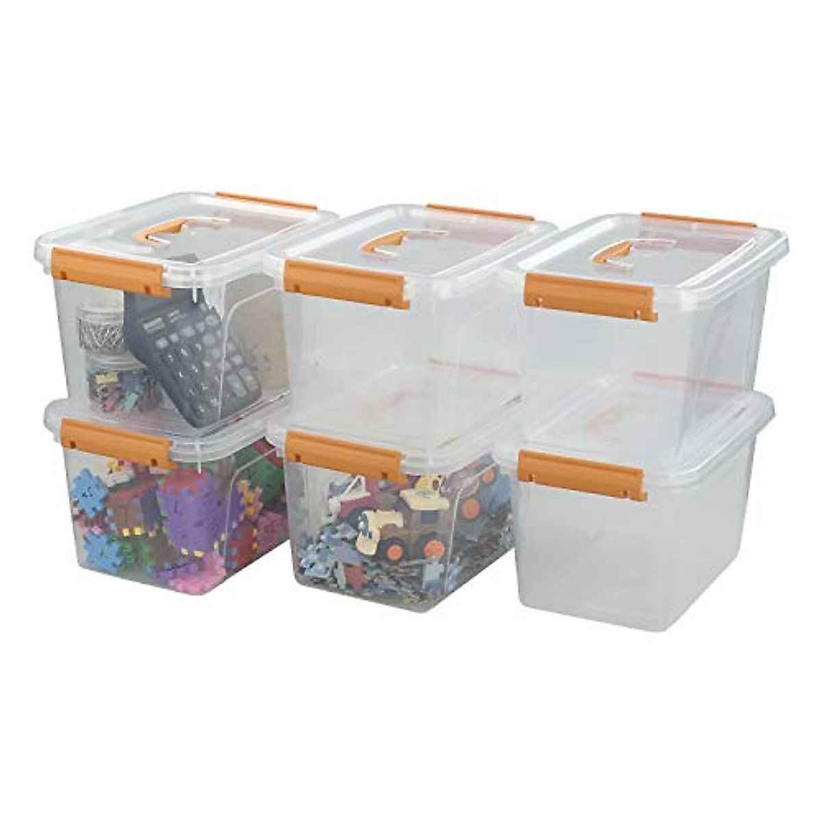 Farmoon 6 Quart Clear Storage Bin, Small Plastic Stackable Box/Container with Lid, 6 Packs, R