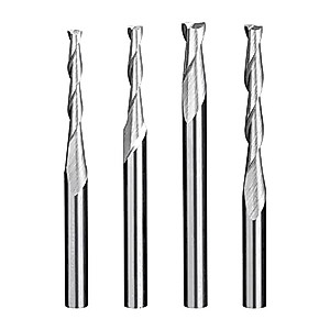CNC Carbide End Mills 1/8" Router Bits Sprial CNC Router Bits Two Flute 3.175mm Spiral Upcut Milling Cutter for Wood PVC MDF Hardwood 10pcs (3.175x32x55mm)