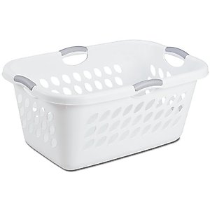 Sterilite 12158006 Ultra Laundry Basket, White with Titanium Handles