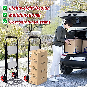 ExGizmo Aluminum Hand Truck,2 in 1 Folding Step Ladder,Portable Aluminum Ladder 551 LBS Load Capacity,Multifunction Collapsible Dolly Cart 220 LBS Load Capacity