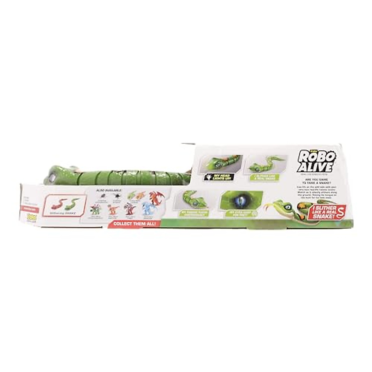 Robo Alive Slithering Snake Series 3 Green by ZURU Battery-Powered Robotic Light Up Reptile Toy That Moves (Green),7150B