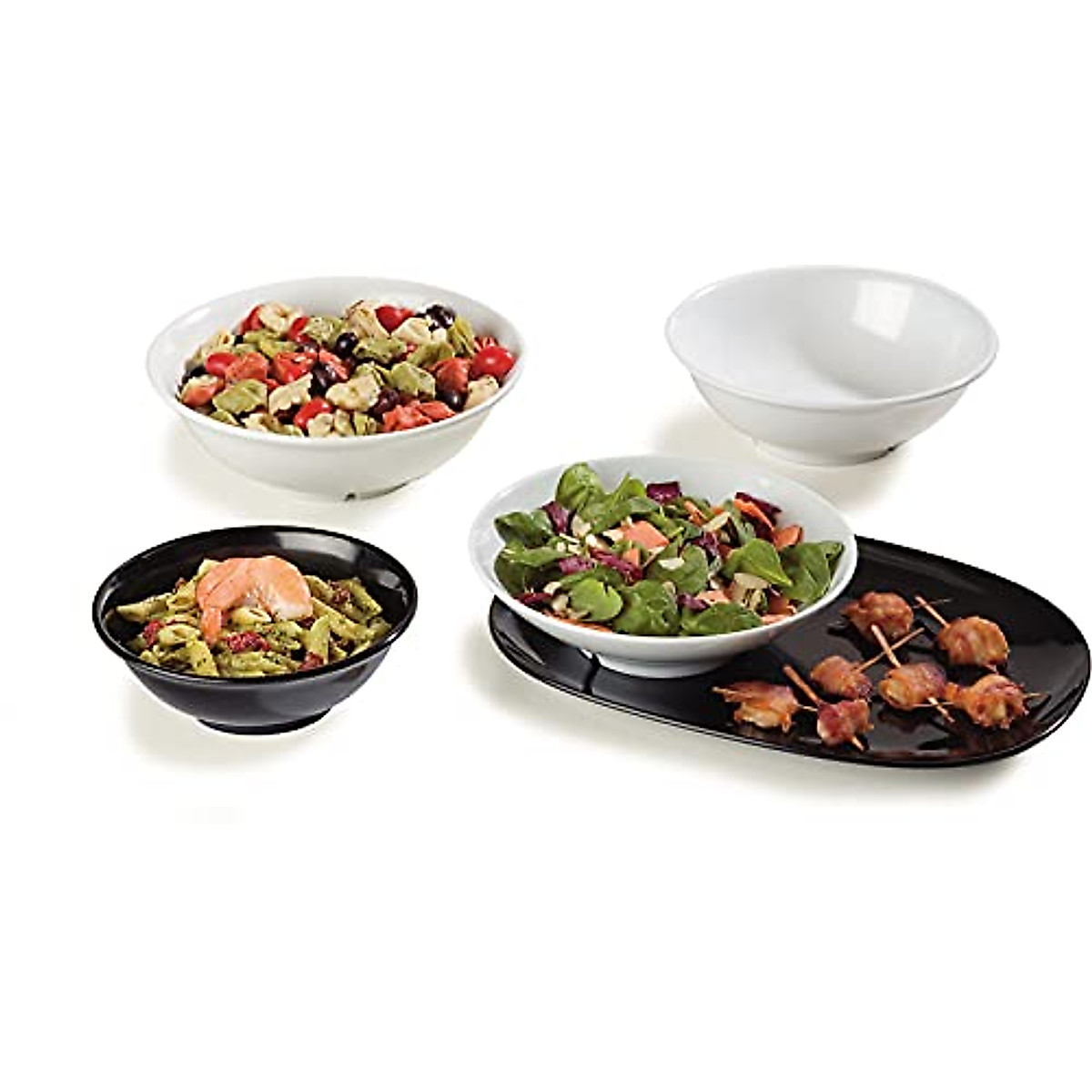 Carlisle FoodService Products Plastic Serving Bowl, Footed Bowl for Restaurants, Hospitals, 36 Ounces, White, (Pack of 12)