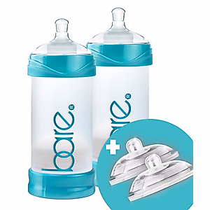 Bare Air-Free 8oz Twin + 2 Nipples by Bittylab. Perfe-Latch (breastfed Babies) & Easy-Latch (Babies fed with Baby Bottles). Cuts Down on Reflux, Colic, Gas, Fuss & Sleep Troubles. Easy Instructions.