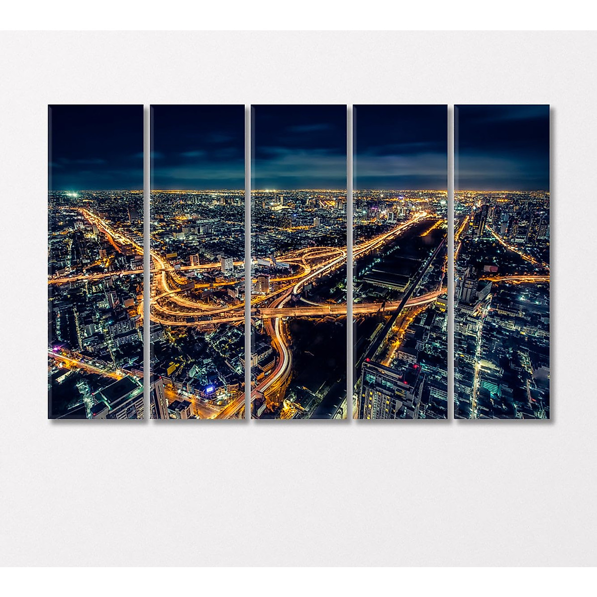 Bangkok Cityscape at Night Thailand Canvas Print 1 Panel / 36x24 inches