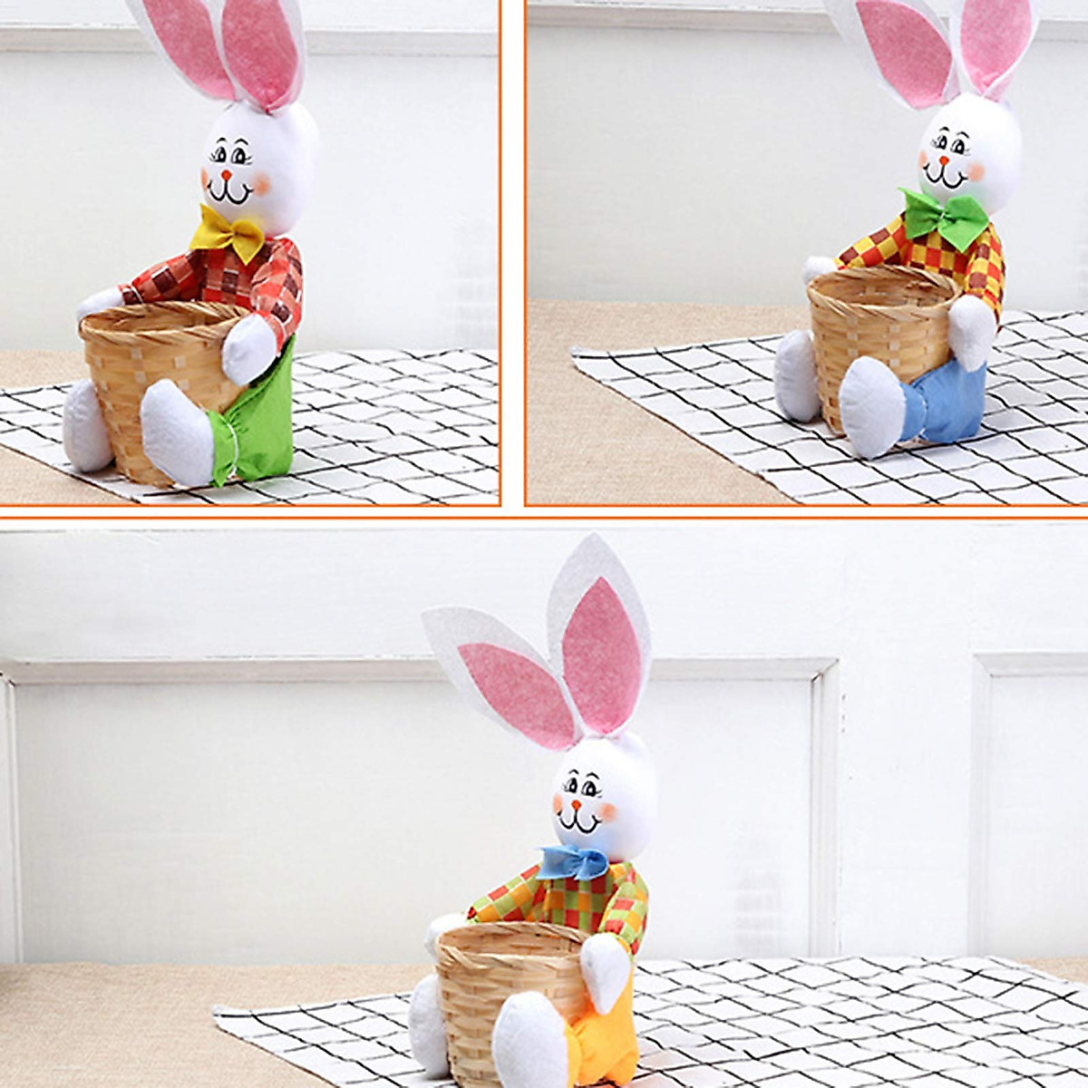 Easter Gift Baskets Empty Easter Basket for Children Easter Hamper Kids Easter Gifts Cute Bunny Easter Basket Eggs Candy Gifts Storage Rabbit Basket Easter Decoration Home Decor for Easter Day Green