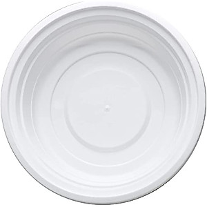 48oz (25 Pack) - White 9" BIG Container REUSABLE Bowl Meal Food Prep Round Microwavable Heavy Weight bulk Container with Lid, Reusable Plastic Microwave/Dishwasher/Freezer Safe BPA FREE