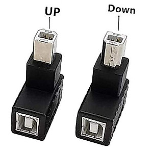 Traovien 90 Degree USB B Printer Adapter, 2 Pack USB 2.0 Type-B Male to Female Up and Down Angle Printing and Data Extension Adapter for Printer Scanner HDD (UP&Down)