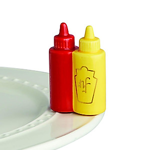 nora fleming Main Squeeze (Ketchup and Mustard) A230 - Hand-Painted Ceramic Unique Décor - Summer Minis for the Home and Office