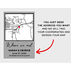 Our First Date Valentines Day Map Plaque - Couple Map, Gift for Her, Acrylic Plaque Couple Gift, Custom Locaiton, Valentines Day Gift, Couples Gift, Gifts for Wife and Husband
