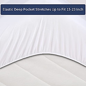 HOMBYS Air Mattress Pad Queen Size, Soft Quilted Air Mattress Cover, Breathable & Noiseless Mattress Topper with Deep Pocket, Stretches up to Fits 15-23 Inch