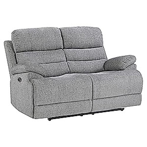 Lexicon Greyville Wall-Hugger Power Double Reclining Loveseat, Gray