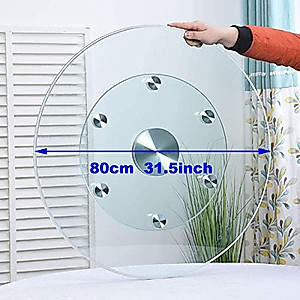 Glass Lazy Susan Turntable, with Silent Smooth Aluminum Alloy Bearing, Diameter is 30 Inches, Round Tabletop Rotating Serving Tray, for Kitchen Dining, Parties, Wedding