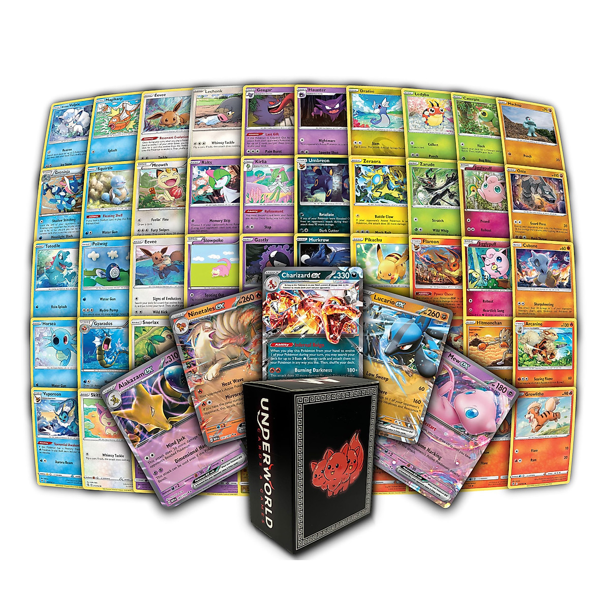 Underworld Cards & Games 5 EX Mega Pack - Unleash The Power of Powerful EX Cards! | 5 EX Cards + 50 Cards Deckbox Included in Every Bundle!