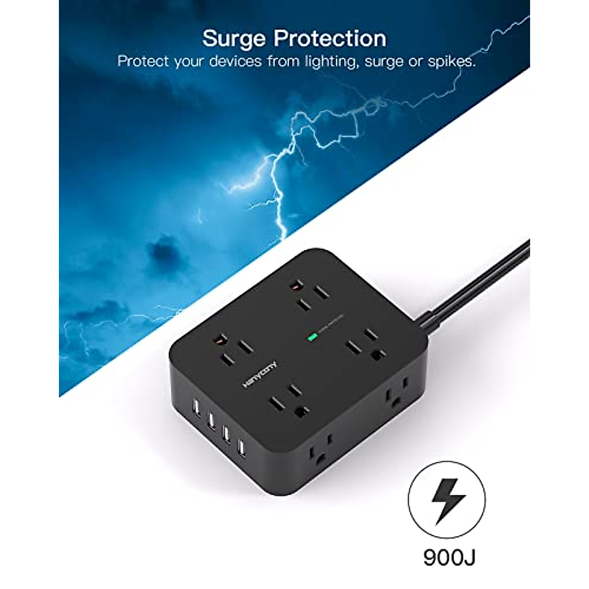 HANYCONY 8-Outlets Power Strip with USB Ports
