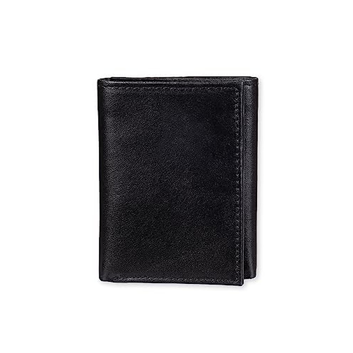 Amazon Essentials Men's Vertical Trifold Leather Wallet, Black, One Size