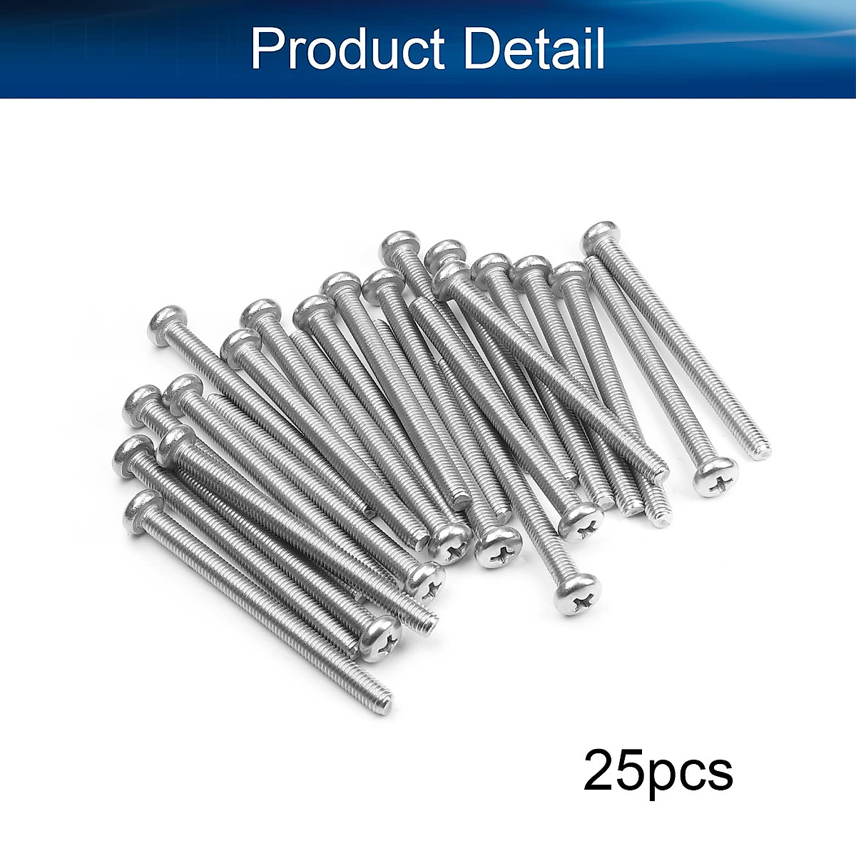Yinpecly 25Pcs M5 x 60mm Machine Screws Pan Phillips Cross Head Screw 304 Stainless Steel Fasteners Bolts Silver Gray