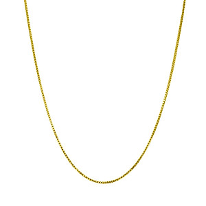 14kt Yellow Gold Plated Sterling Silver 1mm Box Chain Necklace Solid Italian Nickel-Free, 18 Inch
