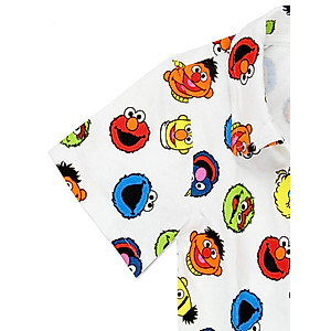 Sesame Street Boys Half Button Shirt for Infant and Toddler White/Multi