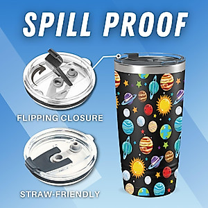 Onebttl Planet Gifts Space Astronomy Solar System Tumbler Travel Coffee Mug, Astronauts Gifts for Astronomy Space Lover, Men, Boys, Christmas, Birthday, Stainless Steel Insulated 20oz/590ml