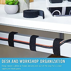 VELCRO Brand - ONE-WRAP Roll, Double-Sided, Self Gripping Multi-Purpose Hook and Loop Tape, Reusable, 12' x 3/4" Roll - Black