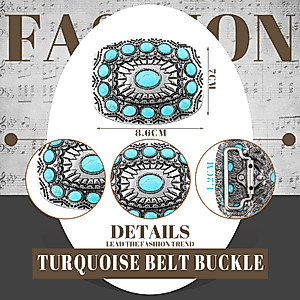 XunYee 2 Pcs Turquoise Belt Buckle Vintage Western Buckles Cowboy Cowgirl Turquoise Jewelry Western for Ladies Girls Women