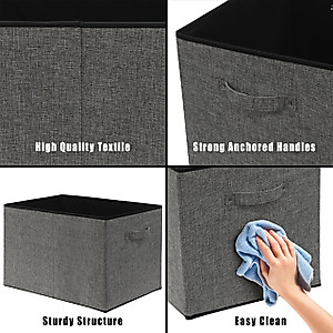 Simple Houseware Extra Large Fabric Storage Bin Basket with Handles, 2 Pack, Dark Gray