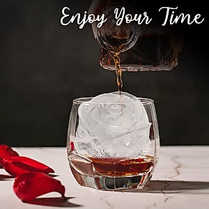 Pack 2, KooMall Large Ice Cube Tray, 3D Rose Ice Mold 2.5 Inch, Make 8 Giant Cute Flower Shape Ice, Silicone Fun Big Ice Ball Maker for Cocktails Juice Whiskey Bourbon Freezer, 1 Pink & 1 Black