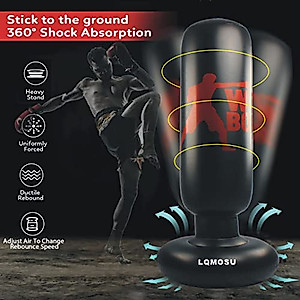 LQMOSU Inflatable Punching Bag for Kids and Adult - 63" Freestanding Extra Large Boxing Bag with Air Pump Karate & MMA Gifts, Stocking Stuffers for Boys Girls Men