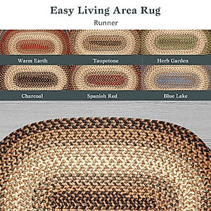 Rhody Rug Easy Living EL33 Taupetone 2' x 4' Oval Runner - Braided Area Rug, Home Decor, Floor Mat or Bedroom Rug - Easy Care, Ideal for High Traffic Areas in Hallway and Living Room - Made in USA