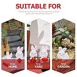 DECHOUS 10pcs Small Landscape Ornaments Zodiac Rabbit Figurine Zodiac Bunny Figurines Easter Bunny Figurines Car Dashboard Ornament Fairy Decor Rabbit Year Decors Animal Display Resin