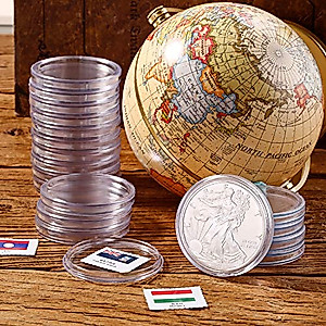 Silver Dollar Coin Case Holder for Collectors 40.6mm Silver Bar Plastic Round Coin Capsules Covers for Silver Bar Coin Collection Supplies (60 Pieces)