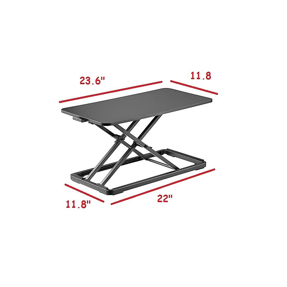 Mount Plus KBT10 Ultra Slim 24" Laptop, Keyboard and Mouse Stand | Sit Stand Adjustable Riser for Standing Desks | Lifts Up to 15.6 inches in Height | 5 Height Levels Riser