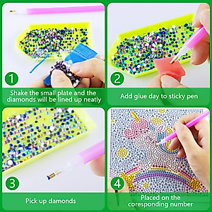 yohuu 5D Diamond Art Kit for Kids 7.1"X7.1" with Wooden Frame Arts and Crafts for Kids Ages 6-8-10-12 Easy to DIY Mosaic Gem Dots Painting by Number Kit Home Wall Decoration