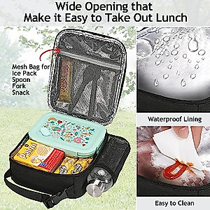 yookee home Kids Lunch Box for Girls Boys Reusable Lunch Bag for Kids Insulated Lunch Box Bag Kid Lunchbox Small Lunchbag for School Toddler Lunch Box for Daycare Portable Lunch Bag for Children Black